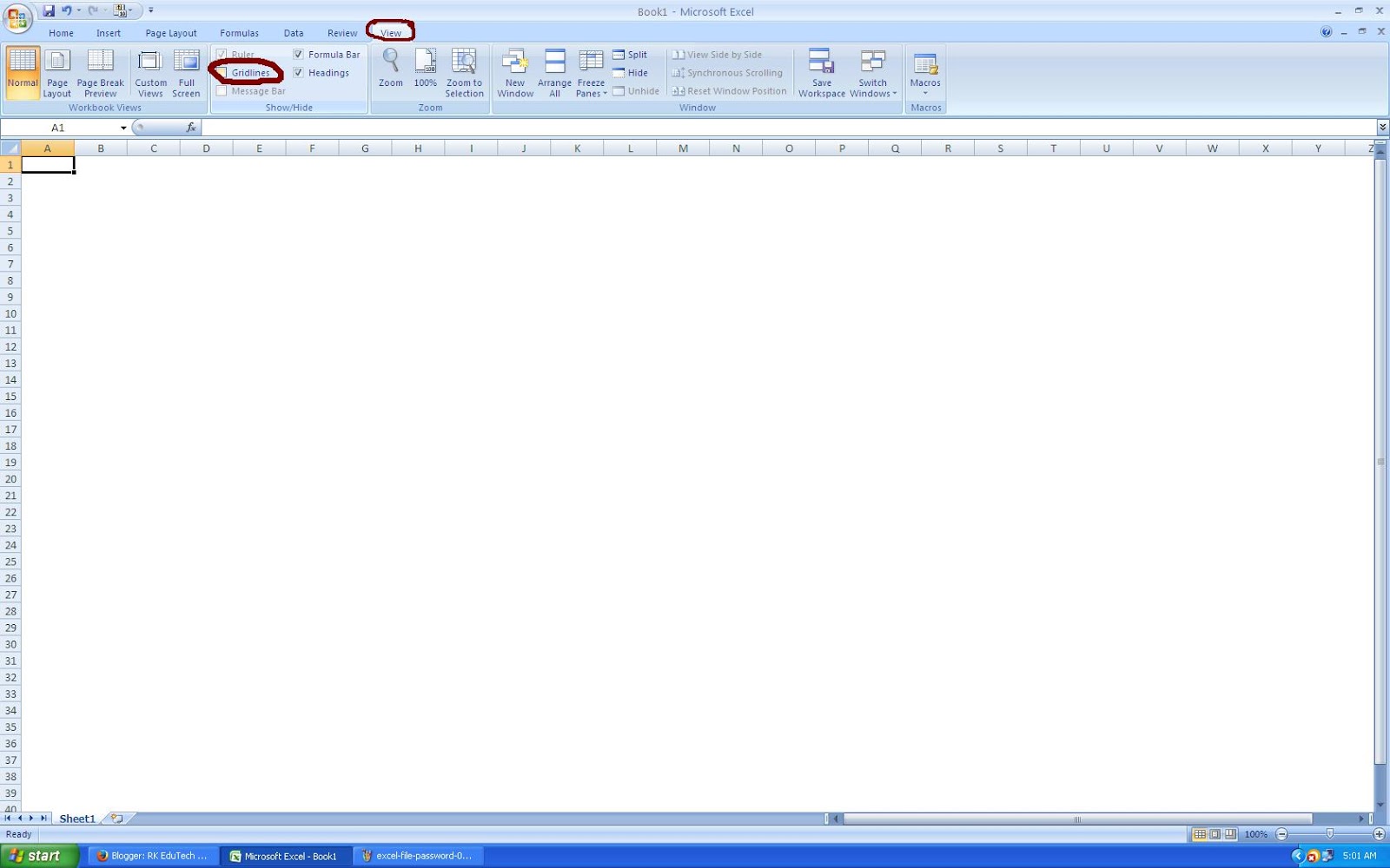 RK EduTech: How to Show Or Hide Excel Cell Gridlines