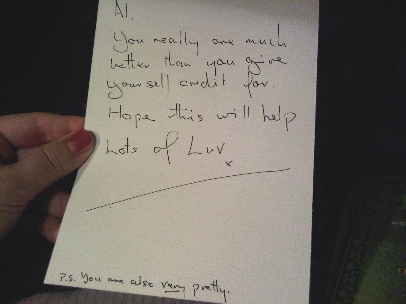 Whispered comfort: A handwritten note