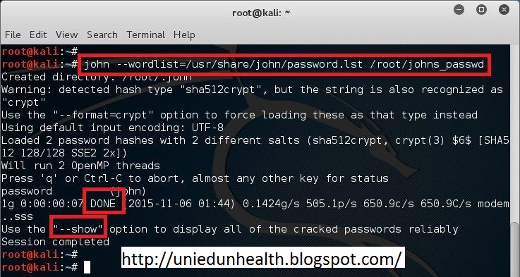 All in One : Cracking password in Kali Linux using John the Ripper