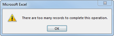 Michael's TechBlog: Excel - There are too many records to complete this ...