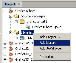 Código Java: Agregar Librería JFreeChart a nuestro proyecto en Netbeans.
