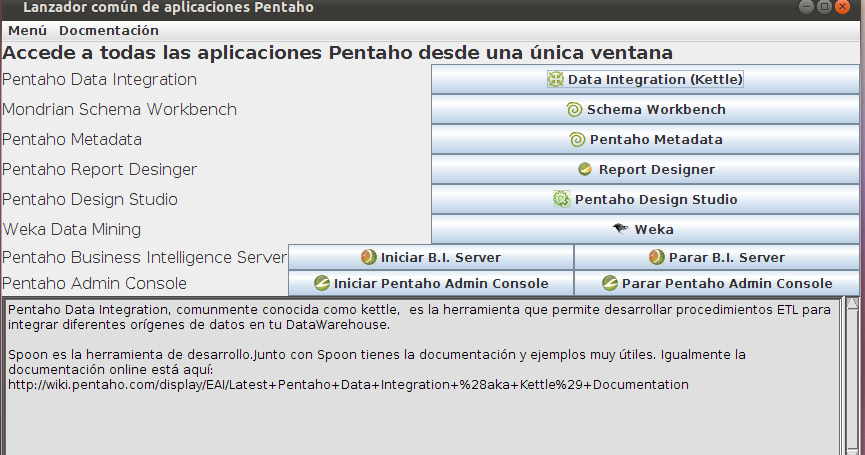 Inteligencia de Negocio y Pentaho: Pentaho Launcher