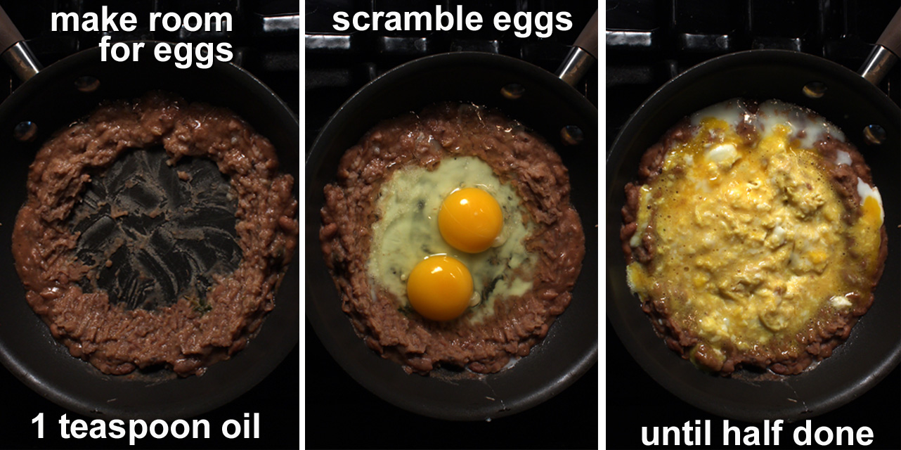The 99 Cent Chef Scrambled Eggs And Refried Beans Video Recipe