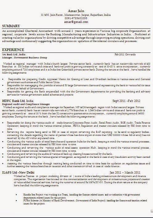 cv work experience example