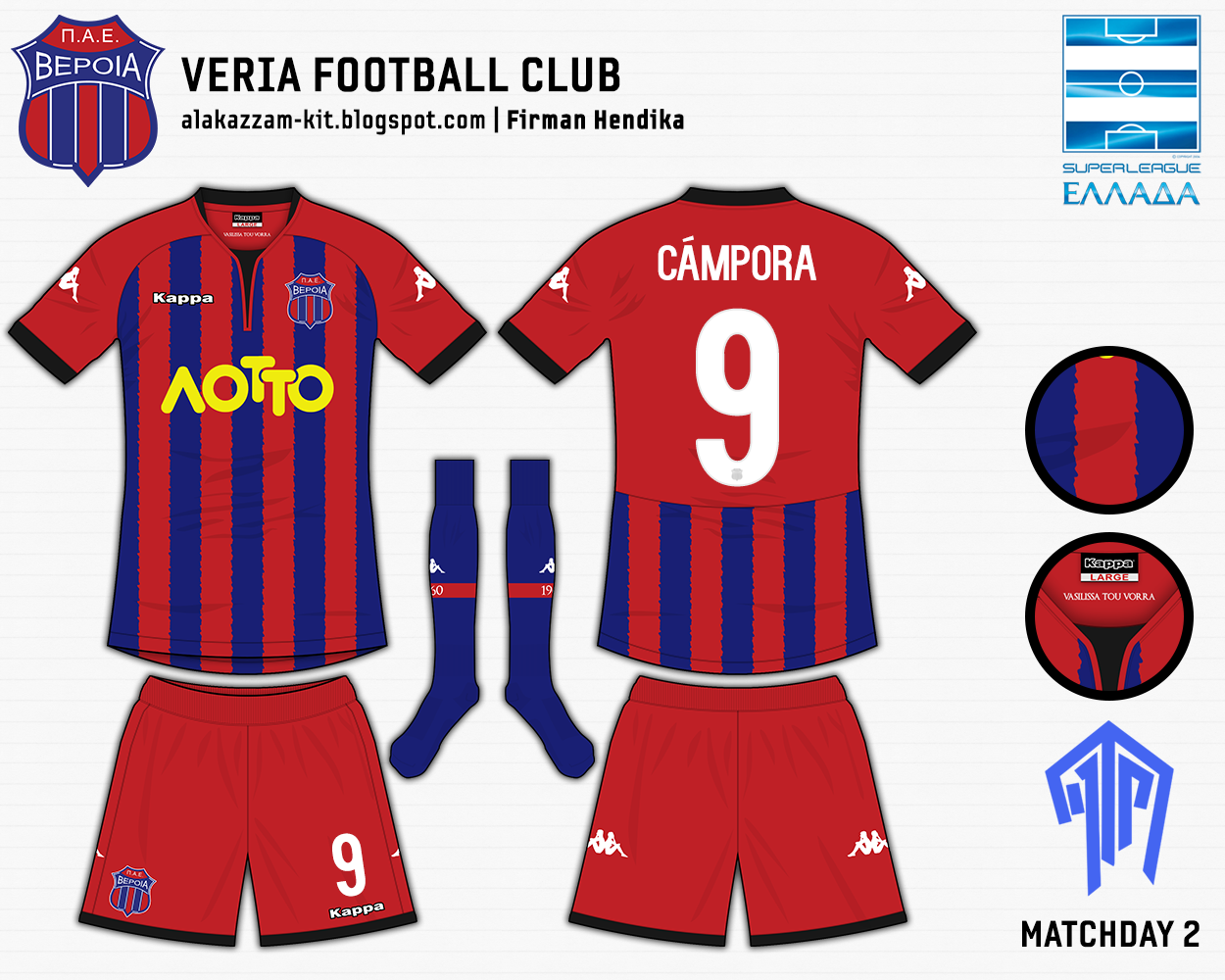 Veria Football Club Fantasy Home Kit (Kappa) - Azure League, Matchday 2 ...
