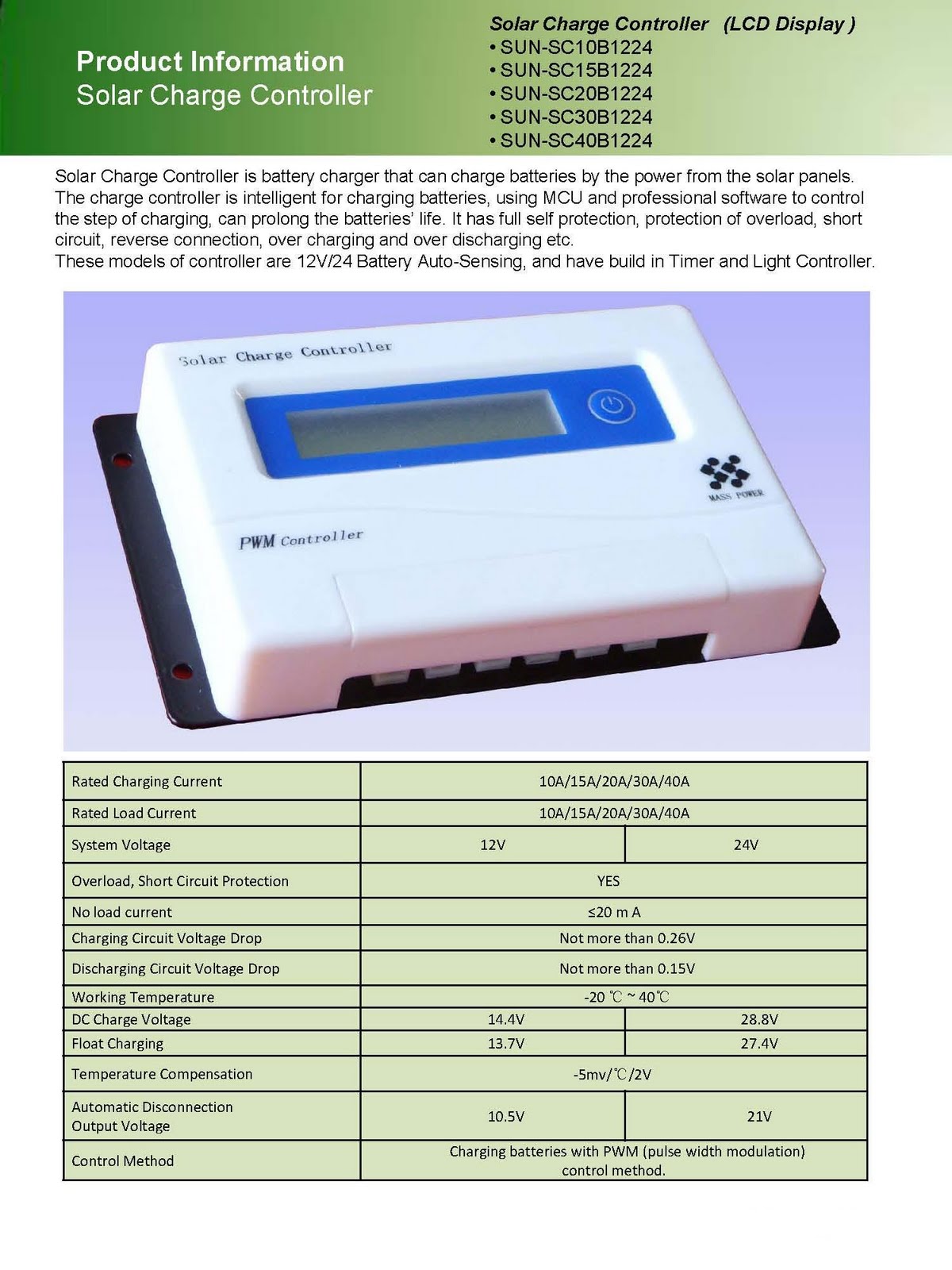BILLION ELECTRICAL SDN BHD: Solar Charge Controller