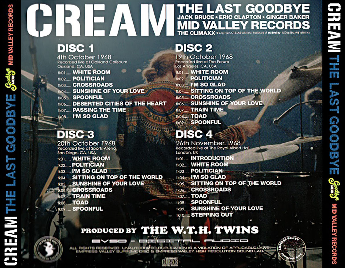 CLASSIC ROCK BOOTLEG ARCHIVES: Cream - The Last Goodbye 4CD SBD