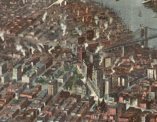 New York - History - Geschichte: New York 1897 (Chromolitograph Map)