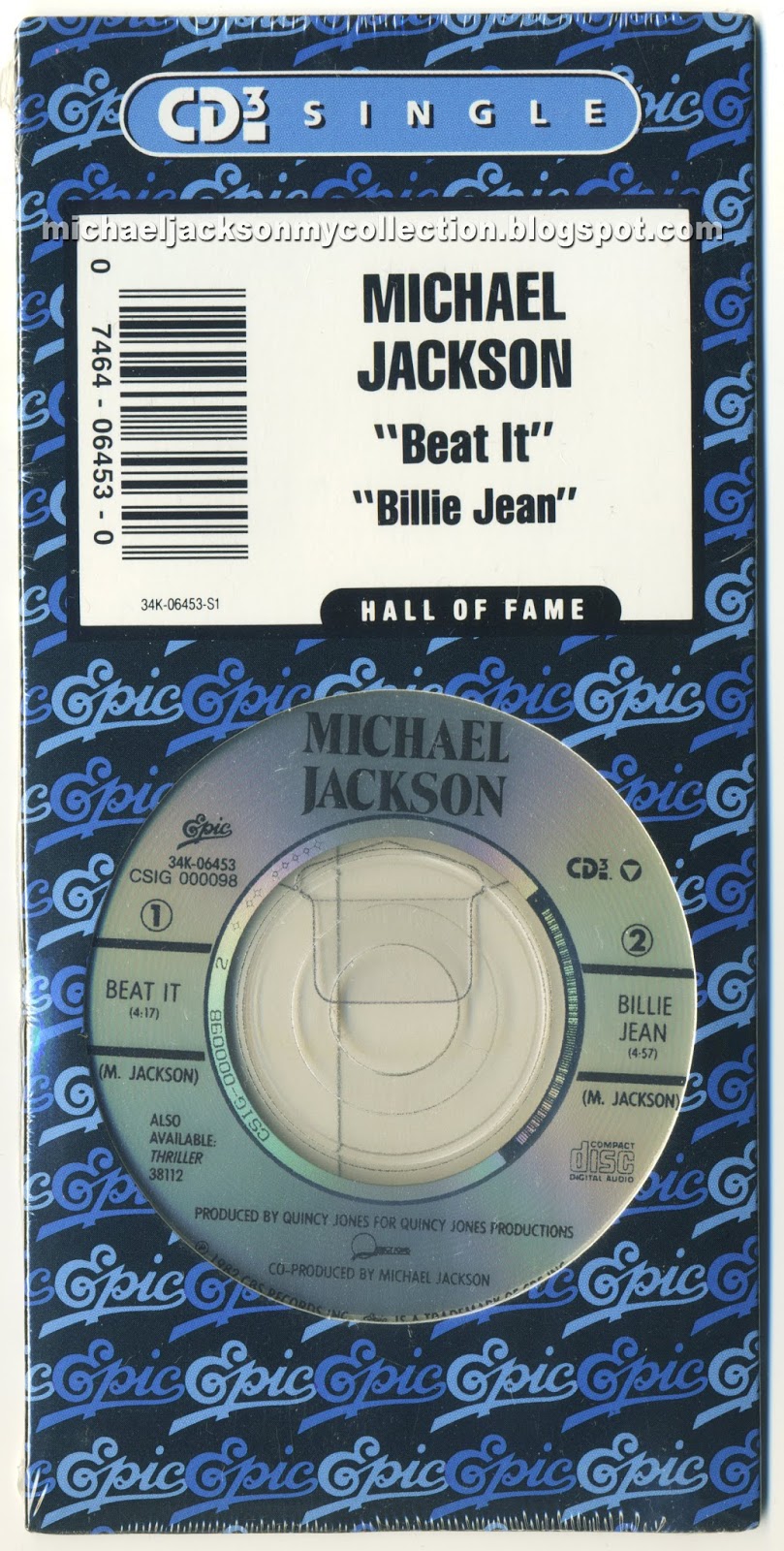 Michael Jackson: Collection for SALE: BEAT IT / BILLIE JEAN: 3 INCH CD ...