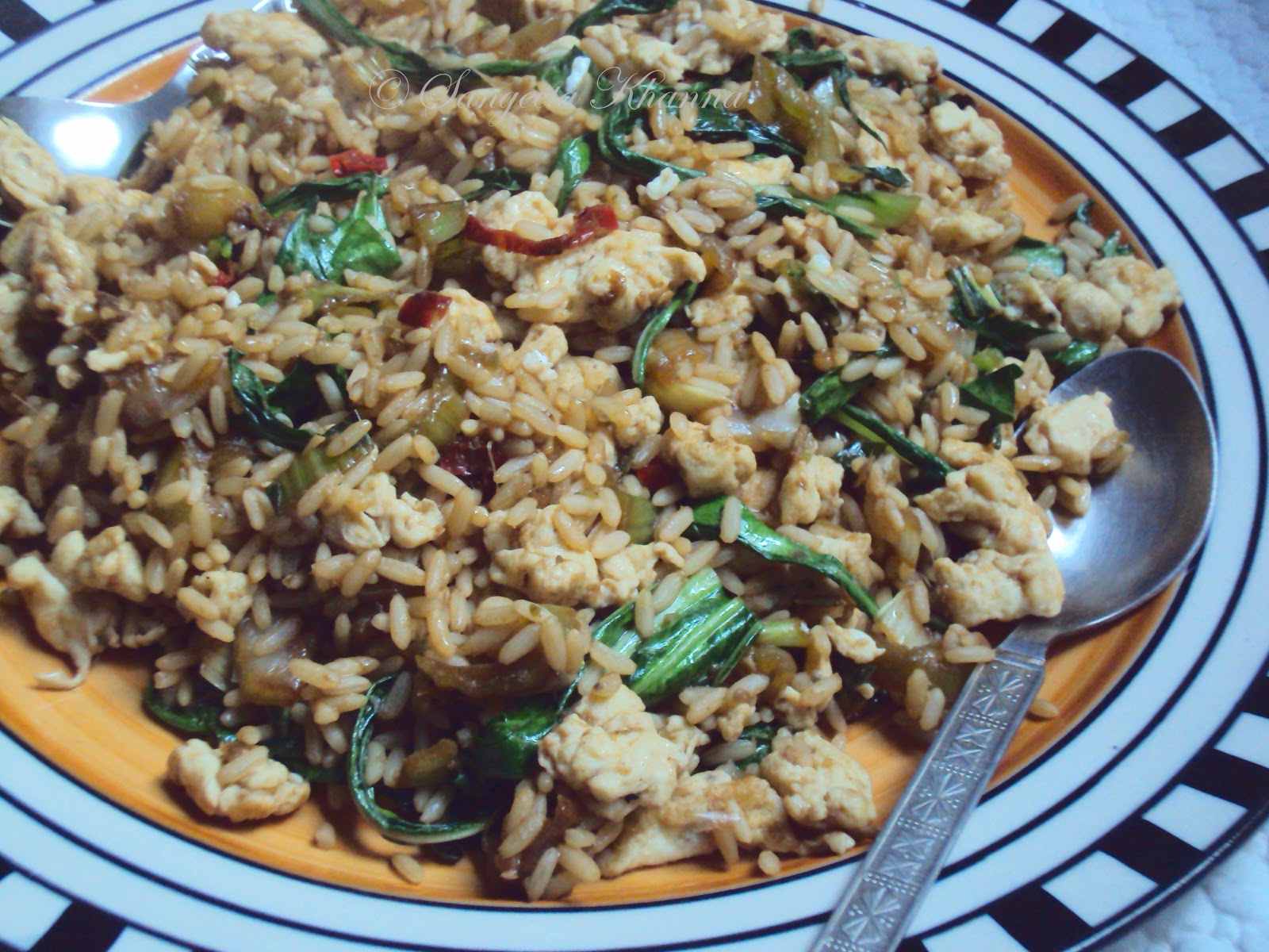 eggs fried rice with bok choy .........
