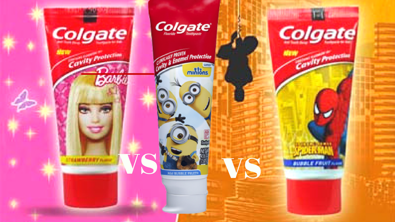 Colgate Kids character Barbie, Spiderman & Minions Toothpaste with free...