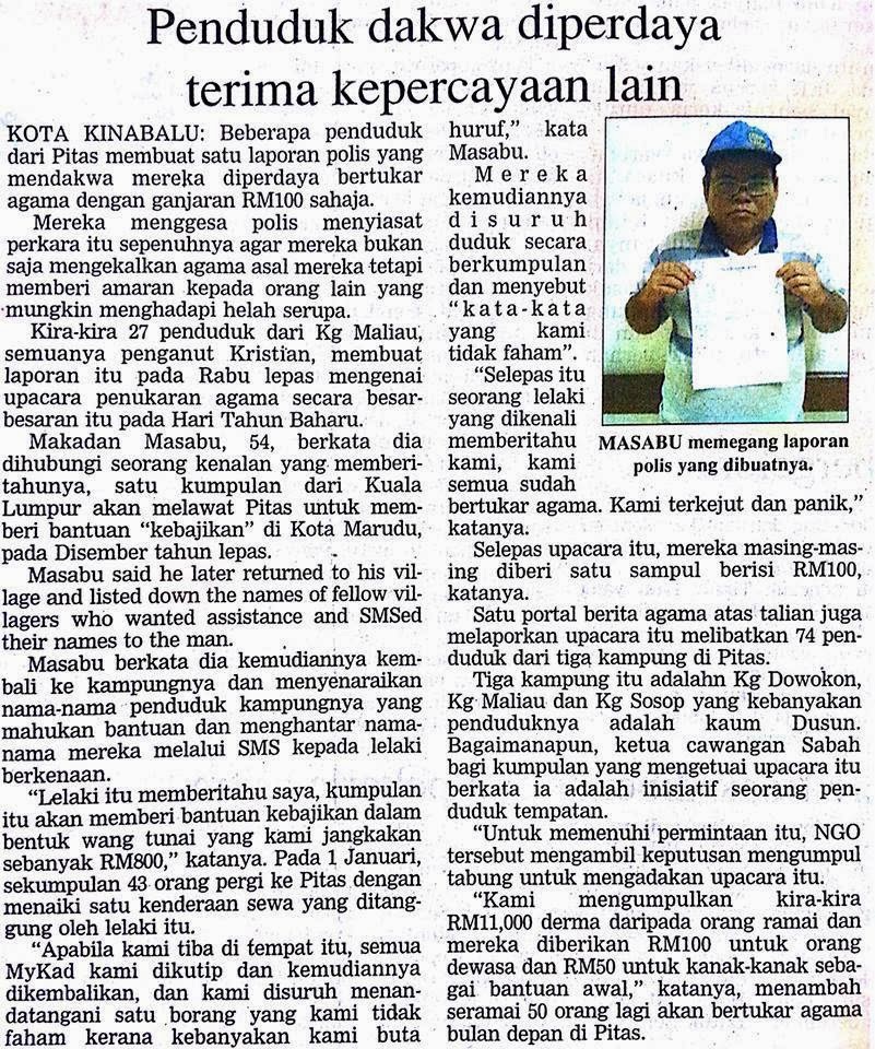 domba2domba: Penduduk Kampung Di Pitas Dakwa Diperdaya Tukar Agama