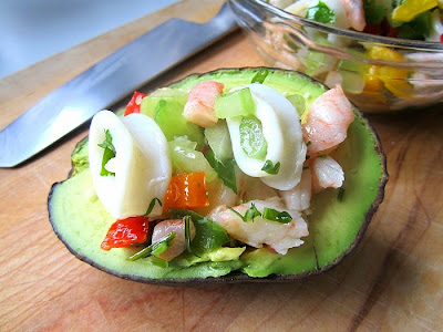 Shrimp & Calamari Ceviche in Avocado