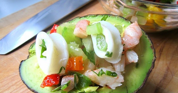 Shrimp & Calamari Ceviche in Avocado
