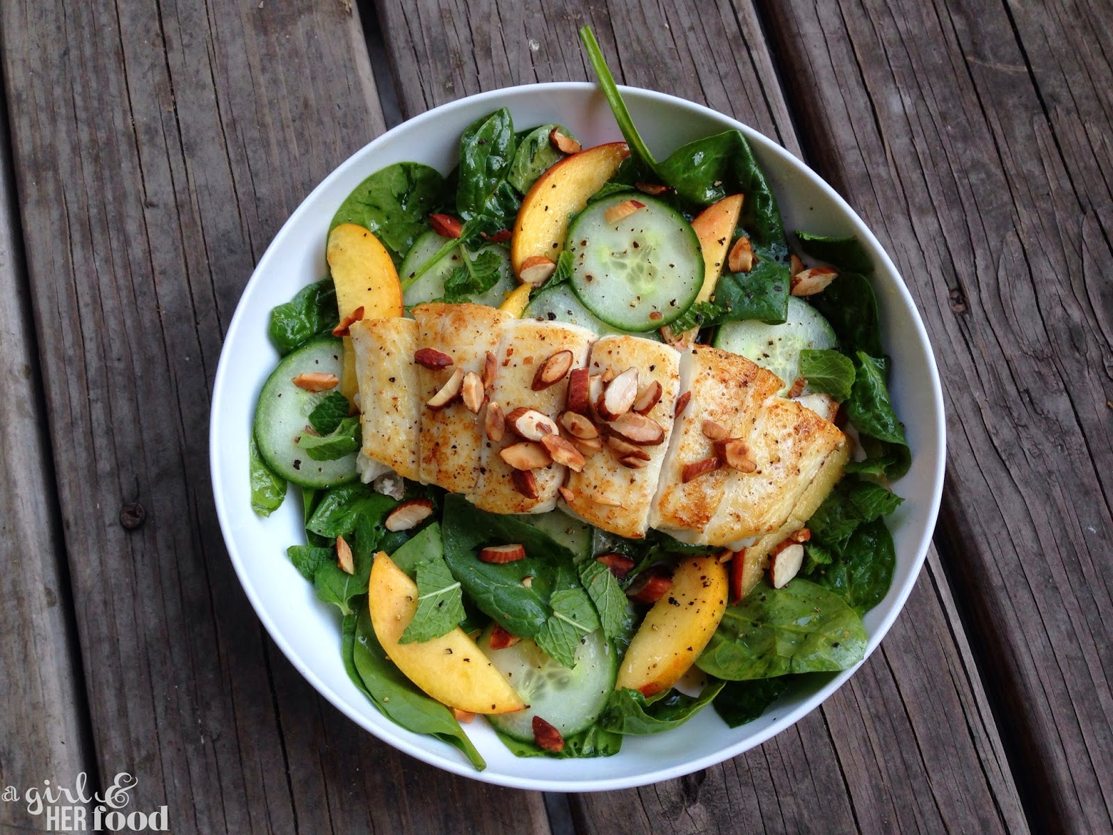 A Girl & Her Food: Cooking Light's Halibut & Peach Salad with Lemon ...