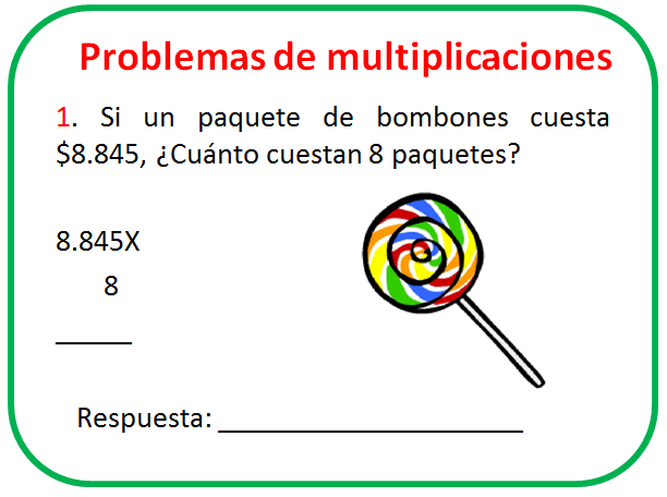 Fichas de Primaria: Problemas de multiplicación