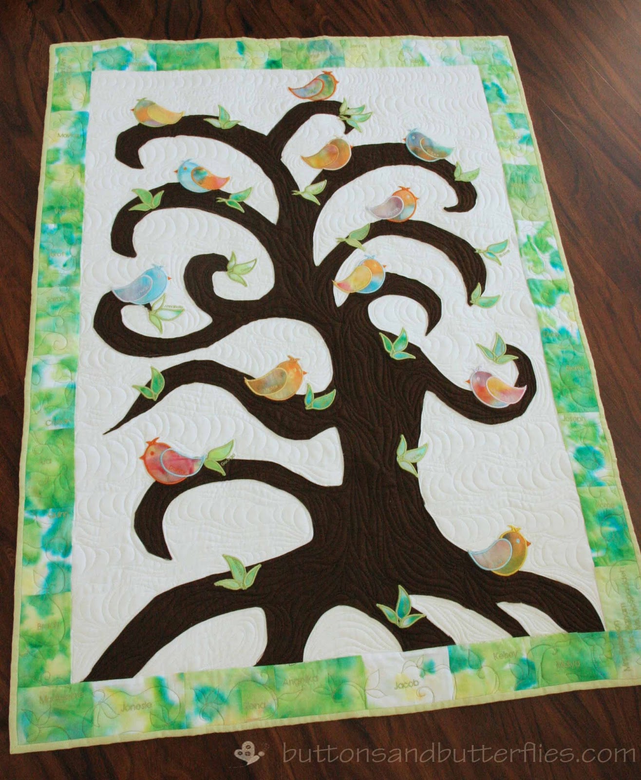 Buttons and Butterflies: Tree Quilt {School Auction Quilt}
