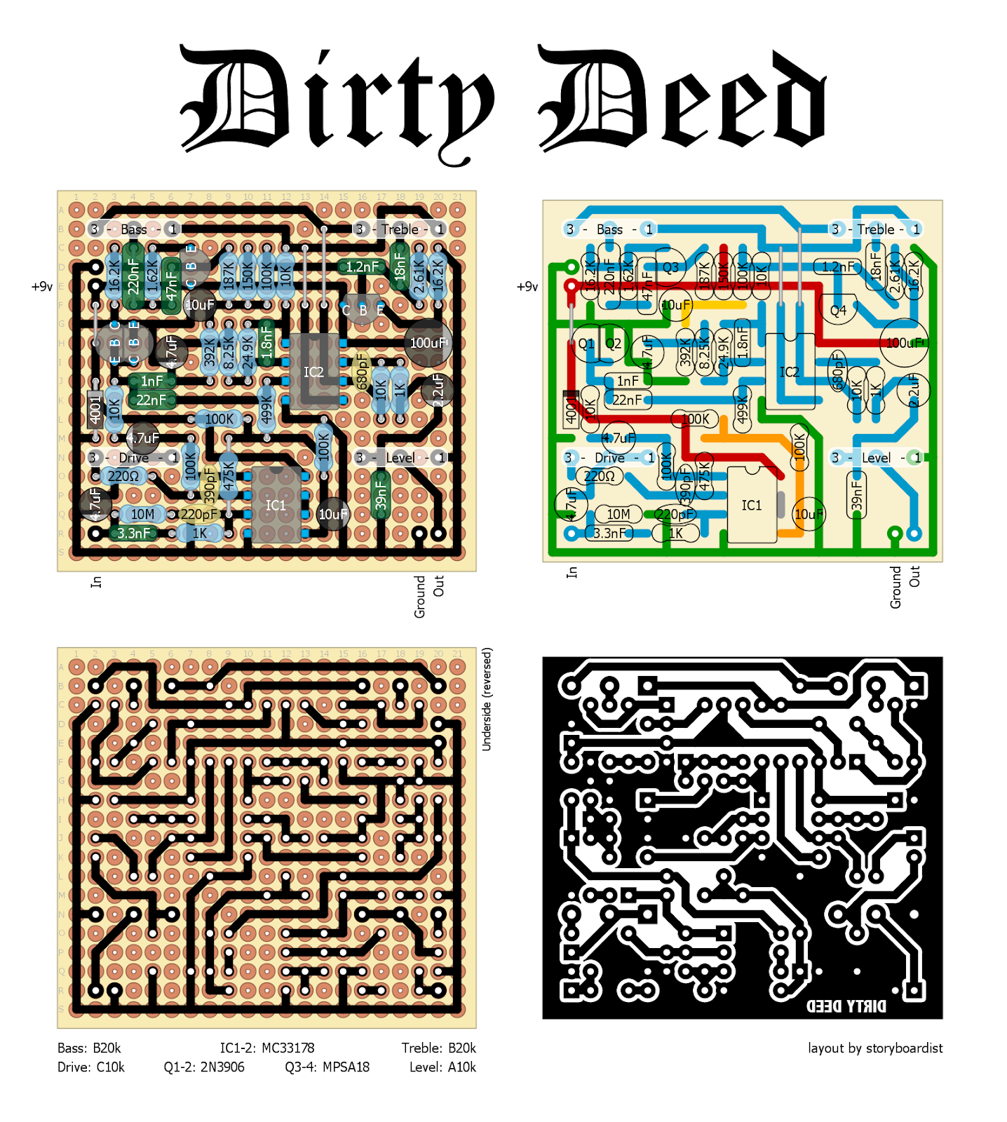 Perf and PCB Effects Layouts: Seymour Duncan Dirty Deed