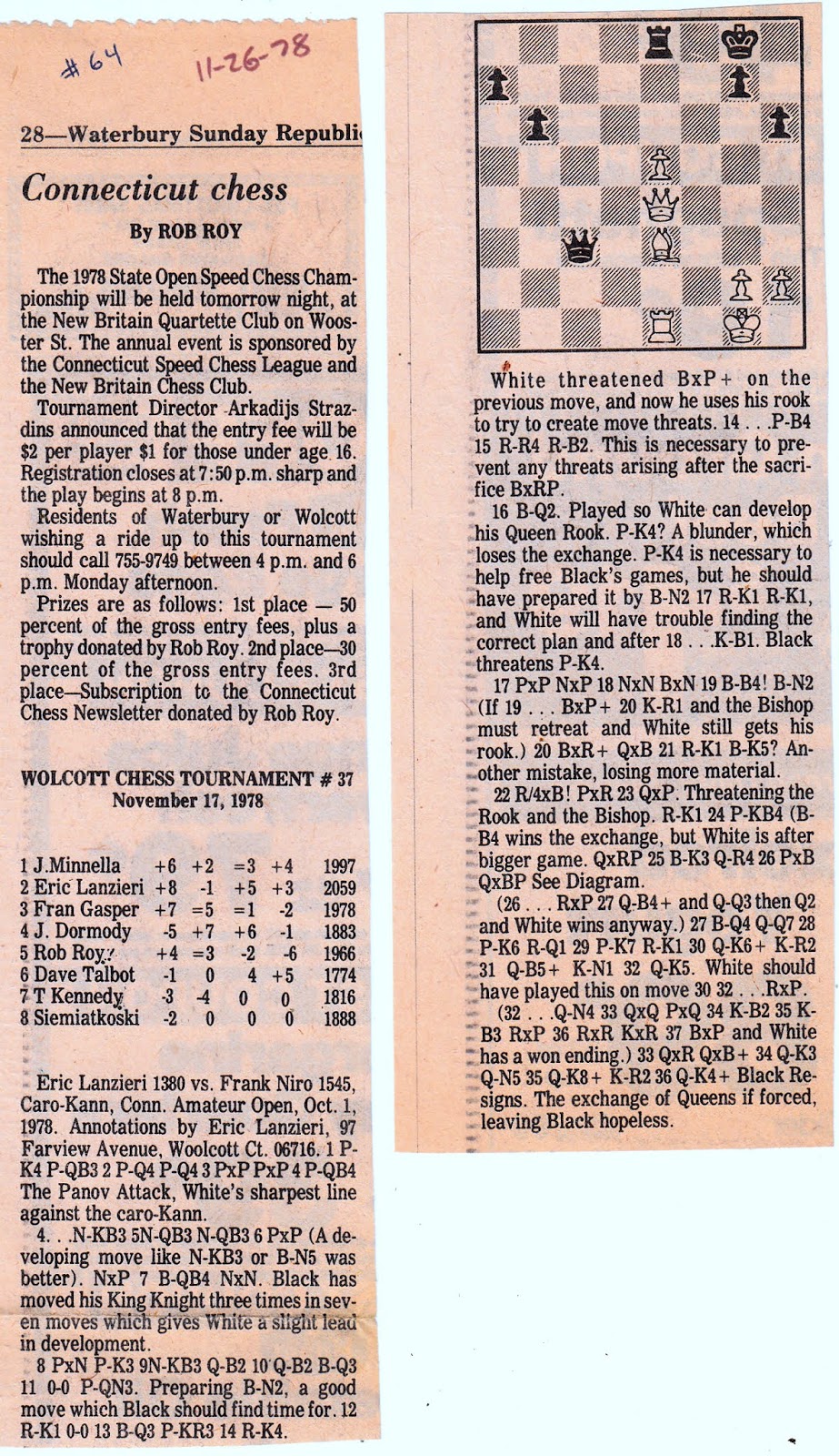 Connecticut Chess Magazine: FUN FACTS ABOUT THE NBCC BY BOB CYR