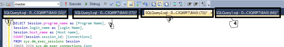 Microsoft Business Intelligence: Get the active connection of SQL-Server