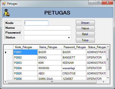 Getting Started with Arduino and Genuino UNO: VB.NET :: APLIKASI PENGGAJIAN KARYAWAN (VB.NET)