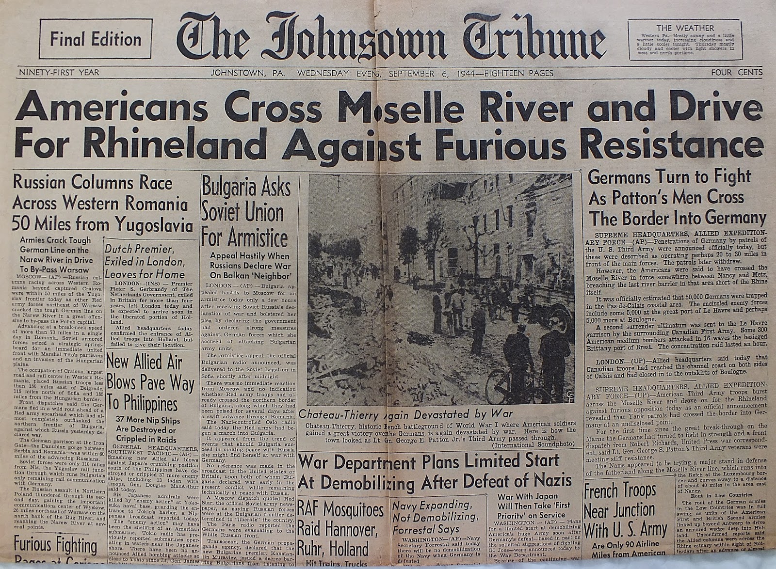 The Johnstown Tribune - WWII: September 6, 1944: Americans Cross ...