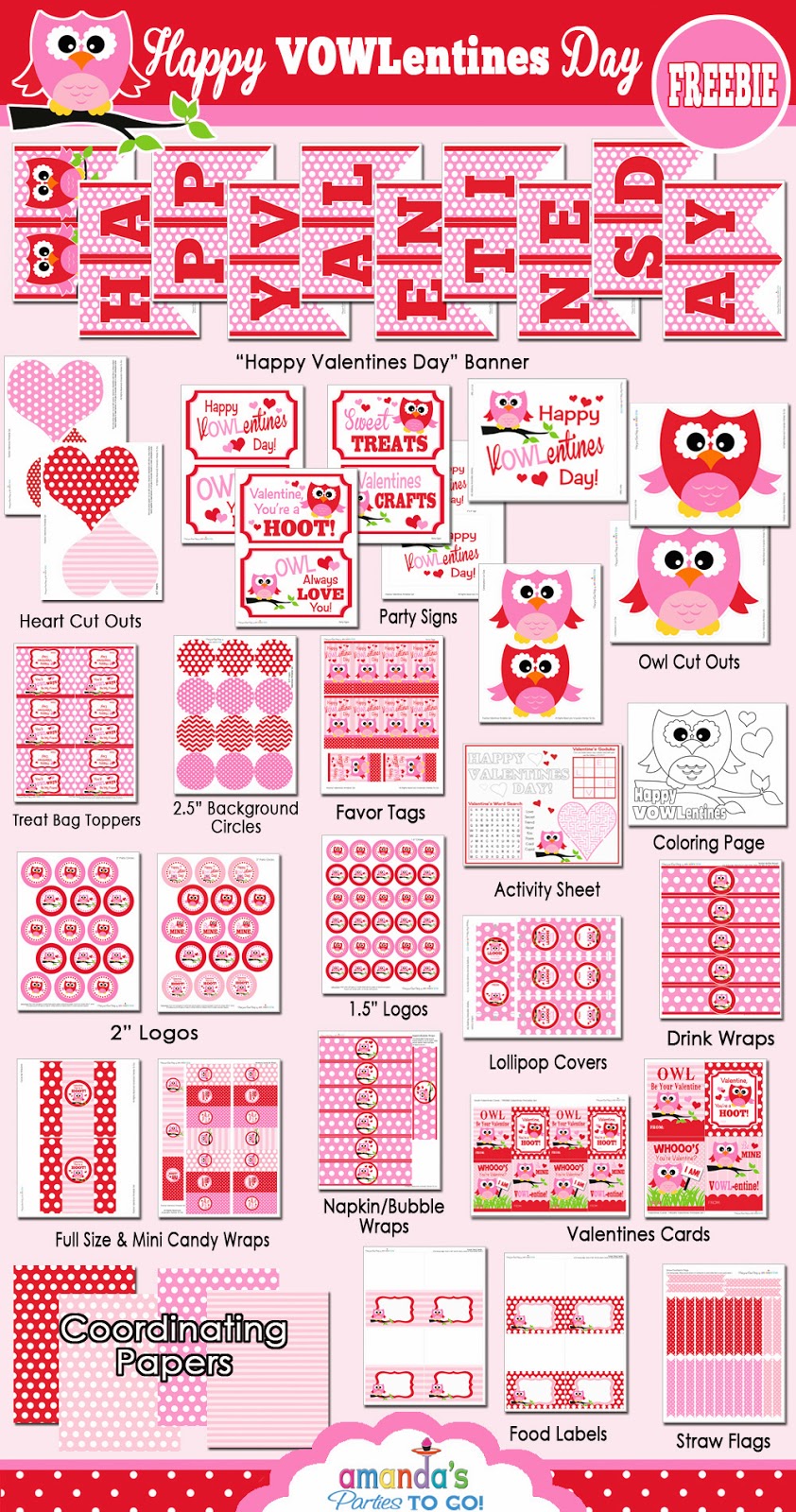 Amanda's Parties To Go: Valentines Day Freebie Printable - Full Owl ...