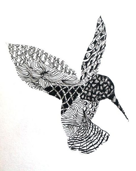 A Fiber Artist - Recentering: Zentangle Hummingbird