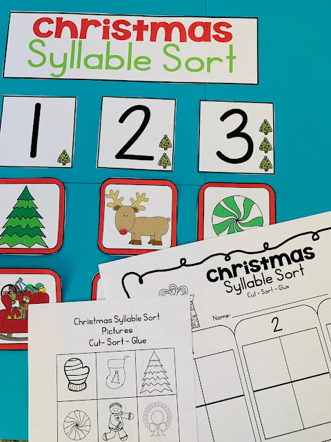 Lattes And Lunchrooms: Christmas Syllable Counting FREEBIE