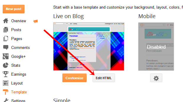 Cara Masuk Ke Menu Edit HTML Template