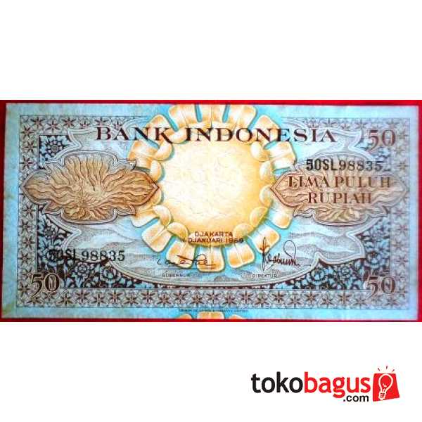 Uang Kertas 50 Rupiah Th 1959 Seri Bunga Antik - Agen Barang Antik