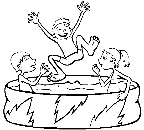 Draw Swimming Pool Party Sketch Coloring Page