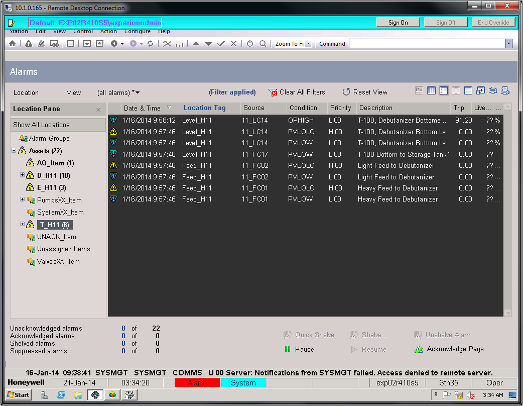 Buku Log Dindon: Screenshot from Honeywell Experion PKS "Orion" R410