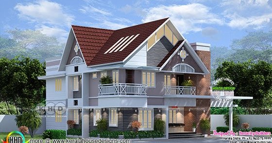 European model sloping roof house at Aluva - Home Review