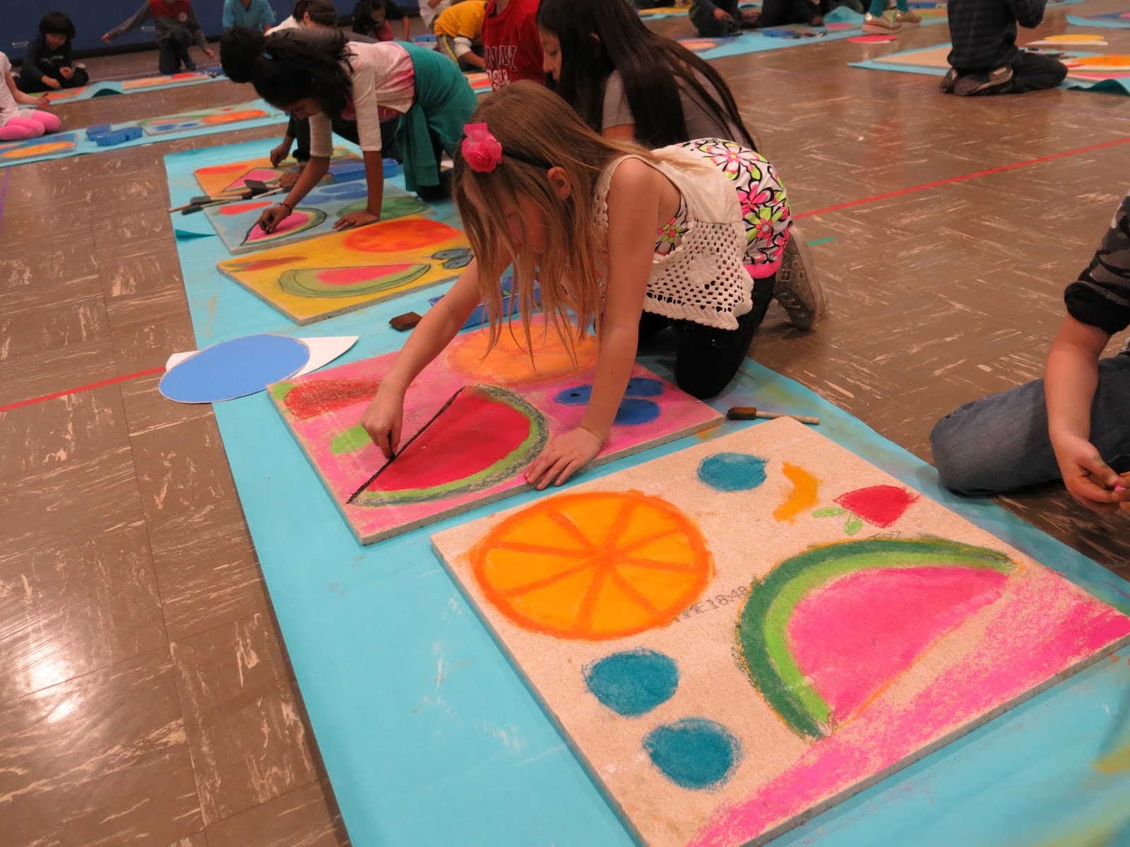 Cassie Stephens: In the Art Room: Fourth Annual Chalked Ceiling Tile Event!