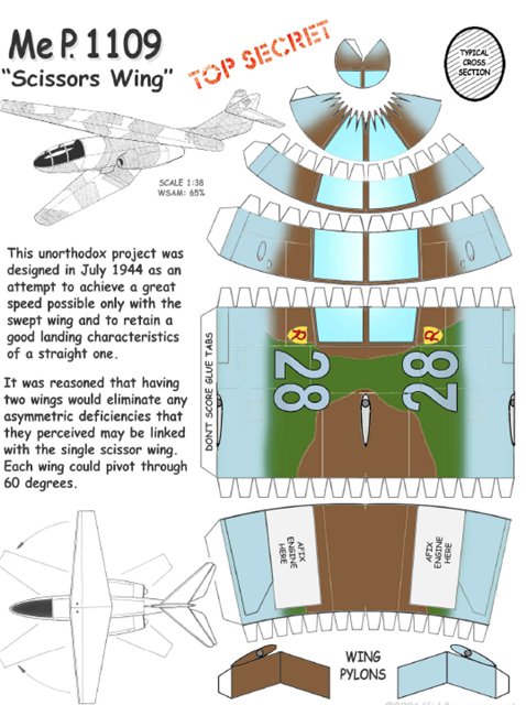 Amantes da Aviação: Me-P1109 Scissors Wing Paper Model (Modelo de Papel ...