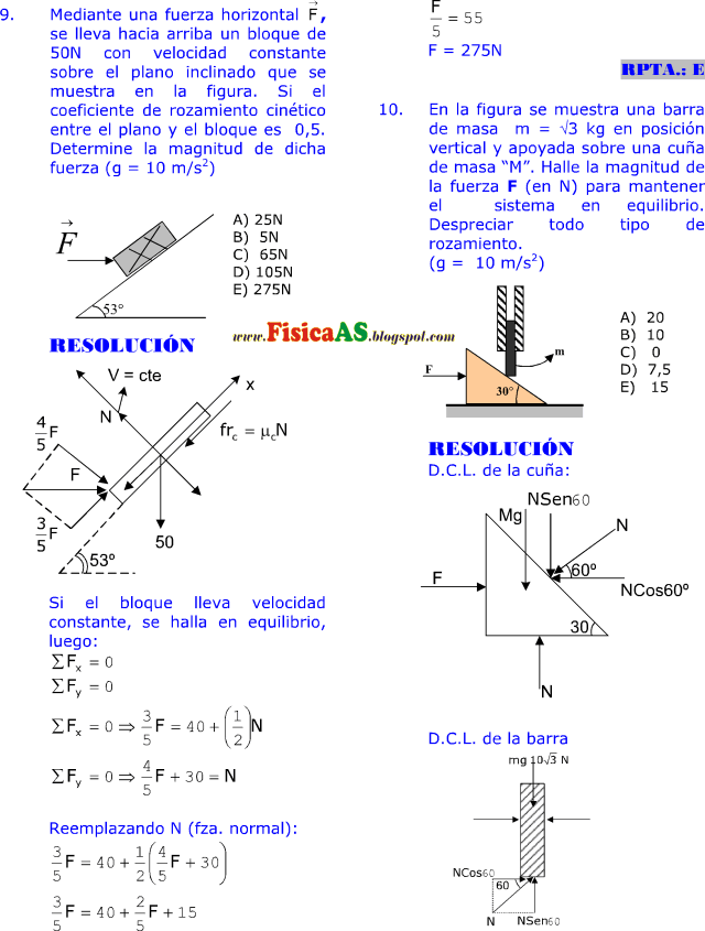 ESTÁTICA EJERCICIOS DESARROLLADOS IMPRIMIR GRATIS ~ FISICA PROBLEMAS ...