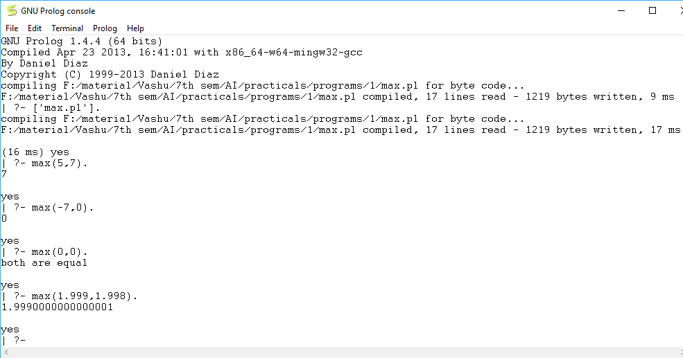Curly-Code: Write a Prolog program to find the maximum of two numbers.