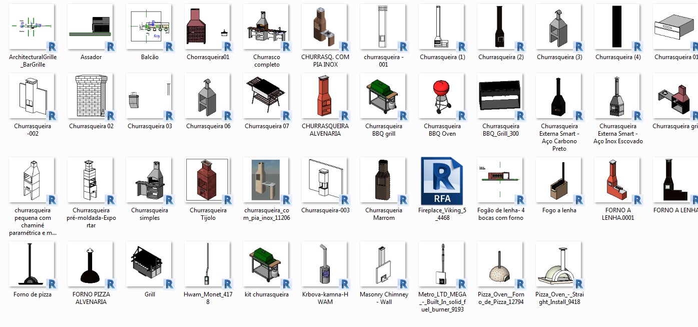 Churrasqueira e fornos em Revit - Famílias Revit