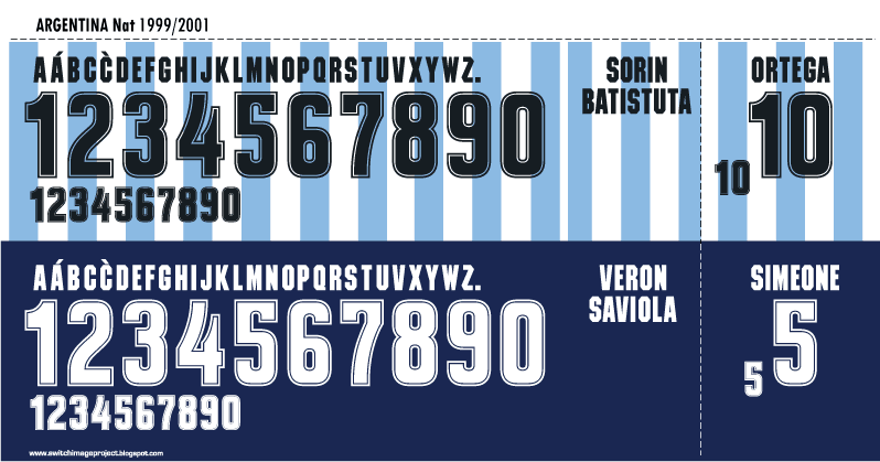Football teams shirt and kits fan: Font Argentina 1999-2001