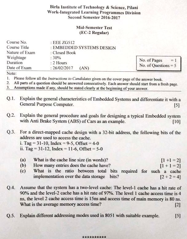 Question Papers: SEM 1