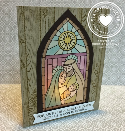 Stamp · Pray · Love: Gentle Peace Stained Glass Window Card