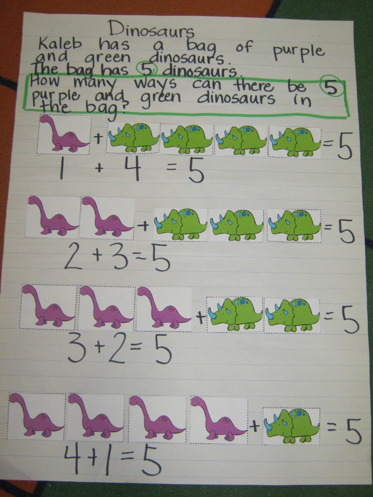 Smart Kids: "Dino-riffic" Combinations of Five...and Freebie Link