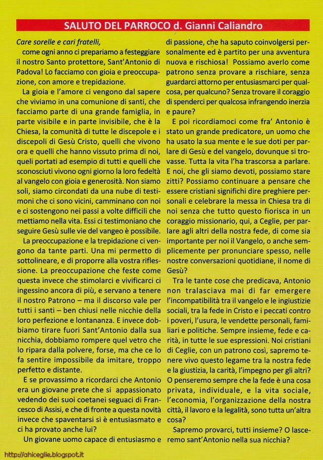 Ahi Ceglie ...: Festeggiamenti in onore di S. Antonio di Padova Ahi Ceglie ...: Festeggiamenti in onore di S. Antonio di Padova