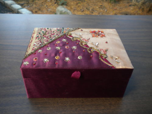 Indian Fabric Embroidered Jewelry Box ~ Jewellery India