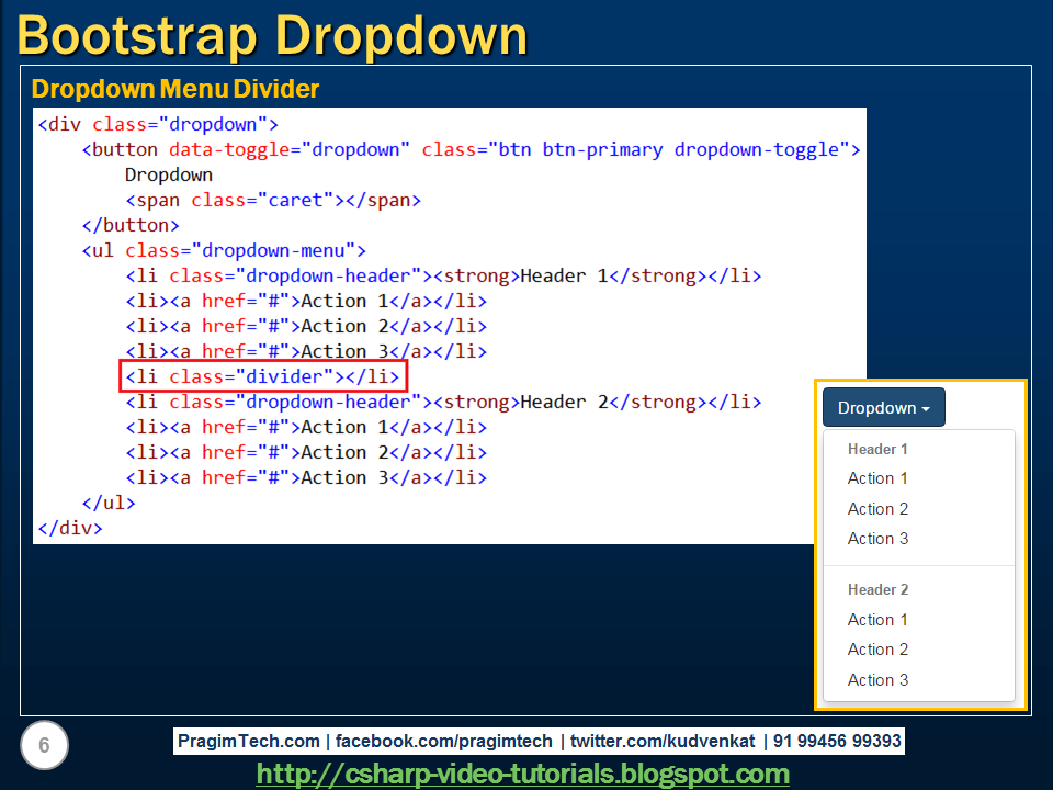 Sql server, .net and c# video tutorial: Bootstrap dropdown