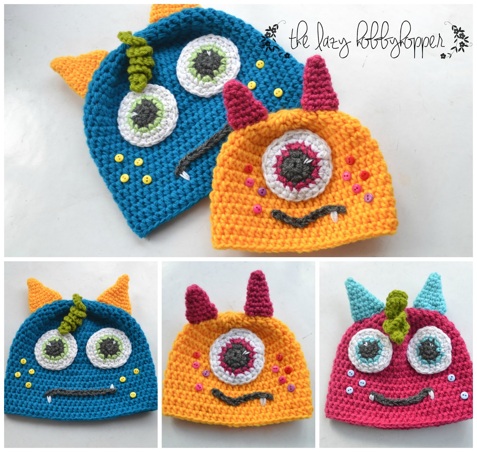 The Lazy Hobbyhopper: Monster hat pattern giveaway