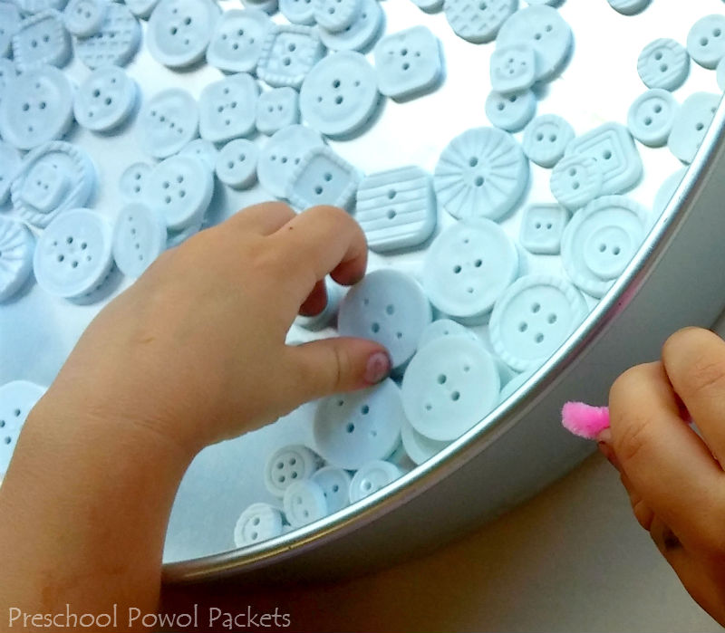 Corduroy's Button Sensory Bin & Fine Motor Fun | Preschool Powol Packets