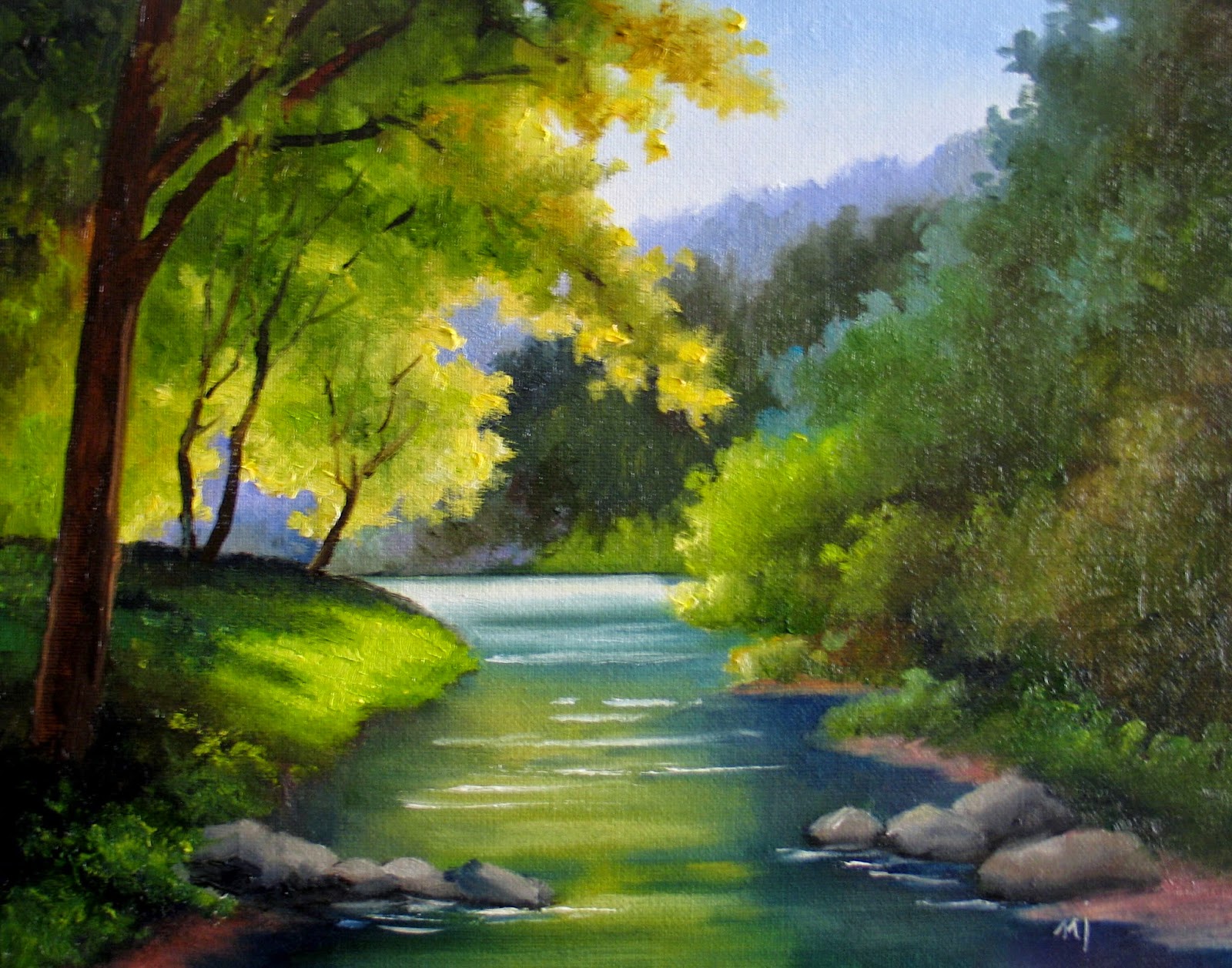 Nel's Everyday Painting: Backlit Creek 2 - SOLD