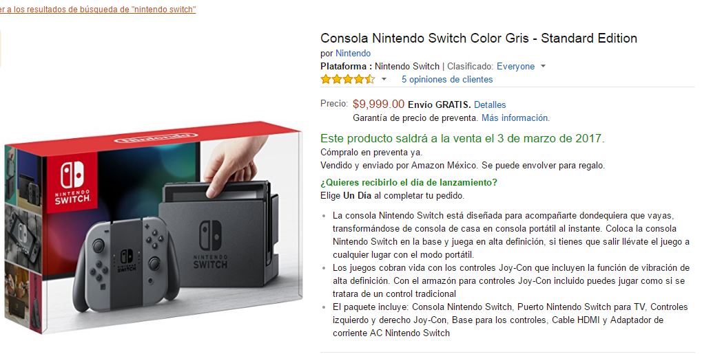 Se libera el precio para el Nintendo Switch en México